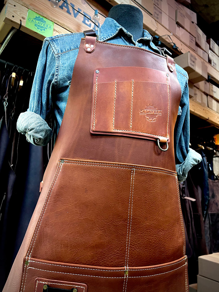 Rugged Leather Work Apron - Tobacco - Pure Classic – Calavera Tool Works
