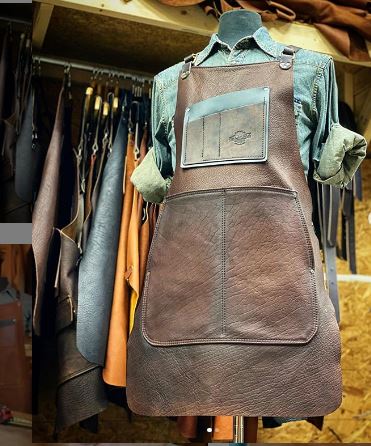 Hand-Dyed Walnut Bison - Leather Work Apron - The Riddering – Calavera ...